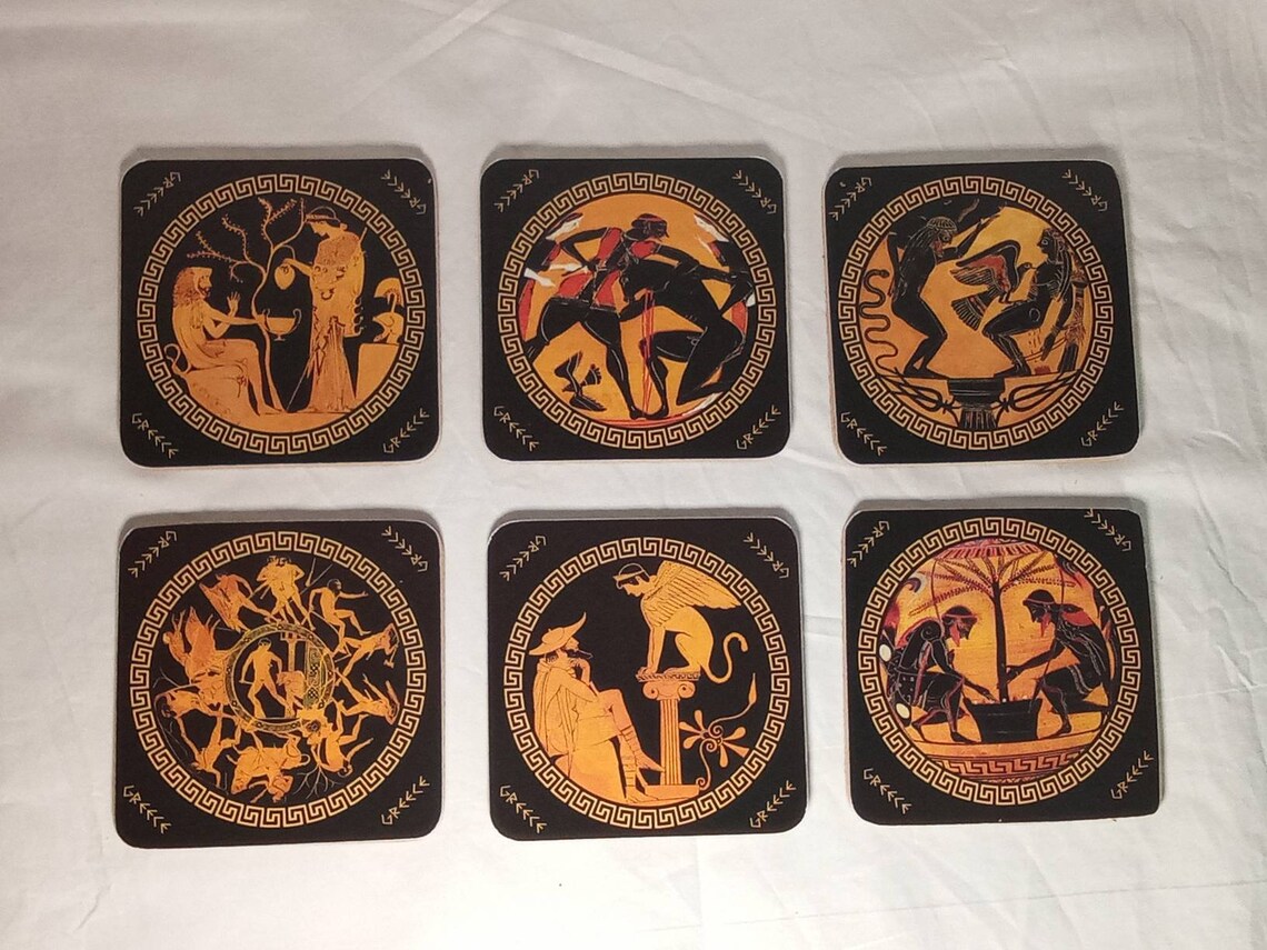 Greek Mythology Coasters 6 Pc - Etsy