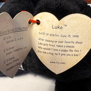 Ty "luke" the Black Lab Beanie Baby, Vintage, Rare & Retired - Etsy