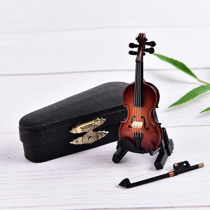 Mini Violin Miniature Musical Instrument Wooden Model With Support and ...