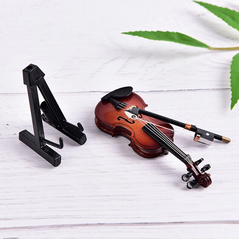 Mini Violin Miniature Musical Instrument Wooden Model With Support and ...