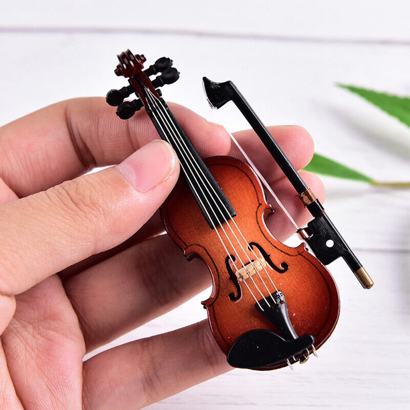 Mini Violin Miniature Musical Instrument Wooden Model With Support and ...