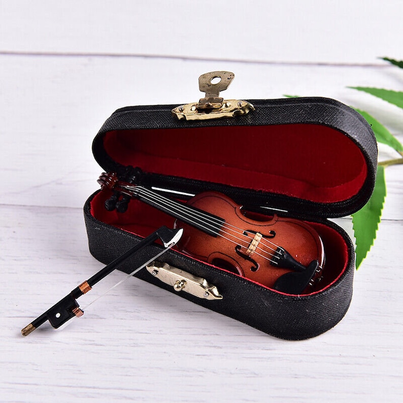 Mini Violin Miniature Musical Instrument Wooden Model With Support and ...