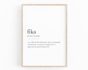 Fika Definition Wall Art, Nordic Definition Print, Swedish Fika Poster ...