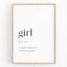 Girl Definition Print, Girl Noun Quote, Girl Poster, Girl Printable ...