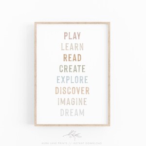 Playroom Wall Art, Boho Nursery Prints, Lets Play, Homeschool Decor ...