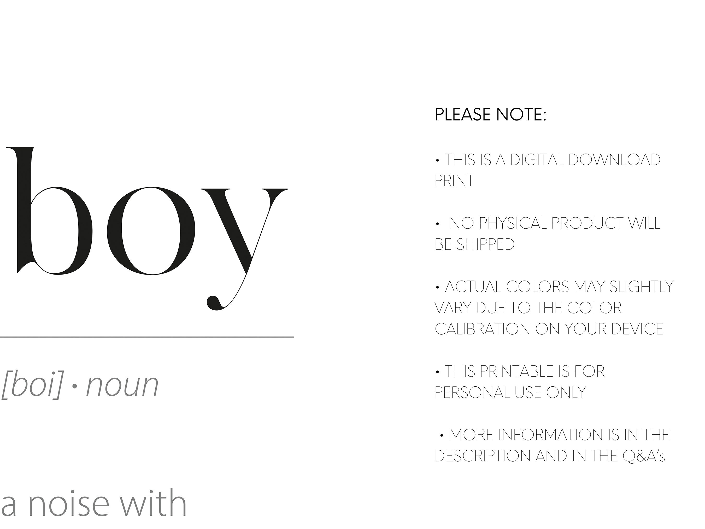 Boy Definition Print Boy Noun Printable Boy Nursery Print - Etsy Australia