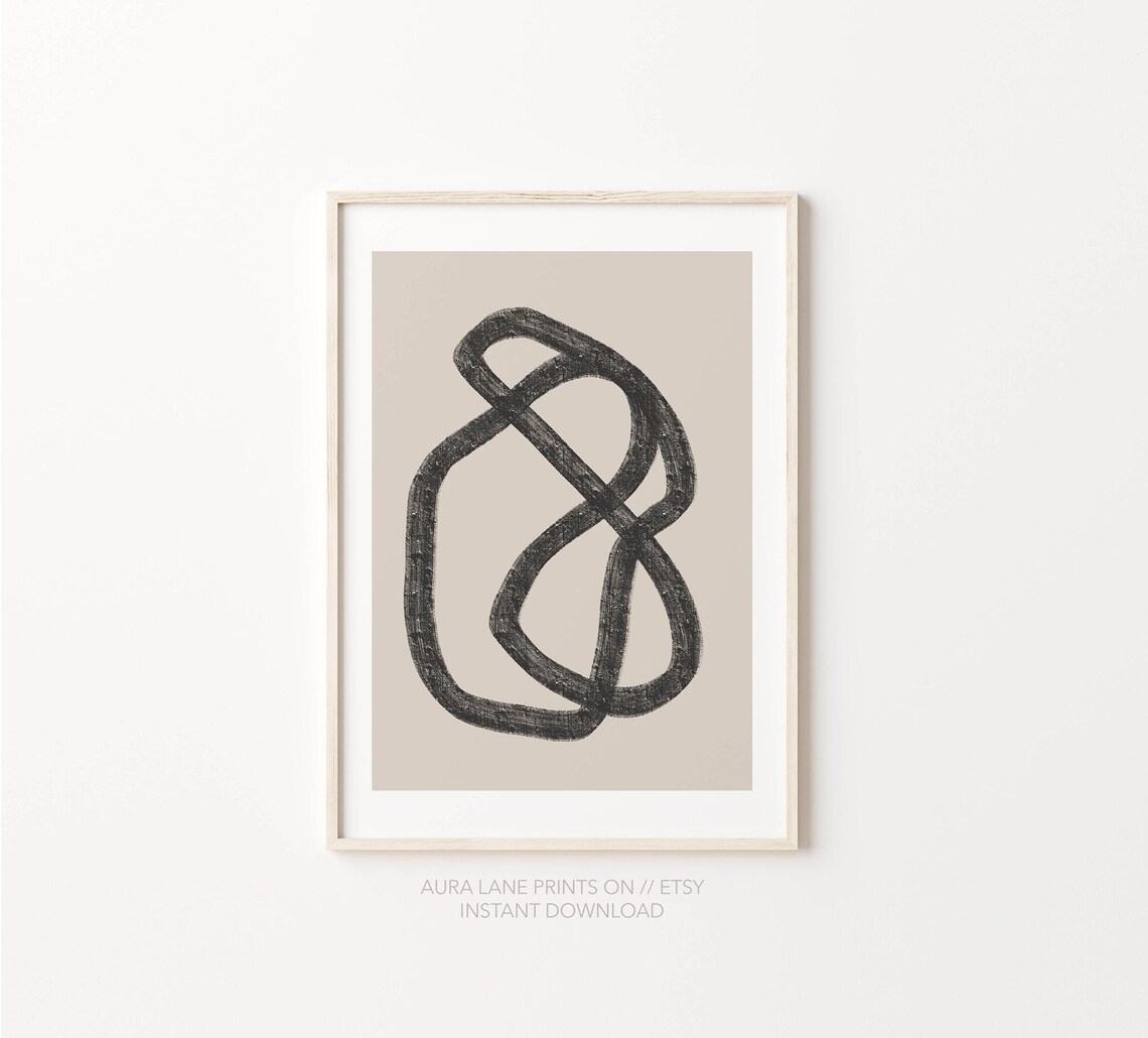 Neutral Abstract Line Art Print Minimalist Wall Art - Etsy