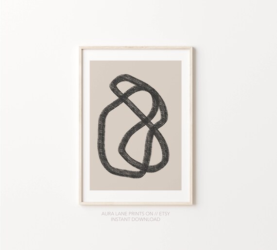 Neutral Abstract Line Art Print Minimalist Wall Art - Etsy