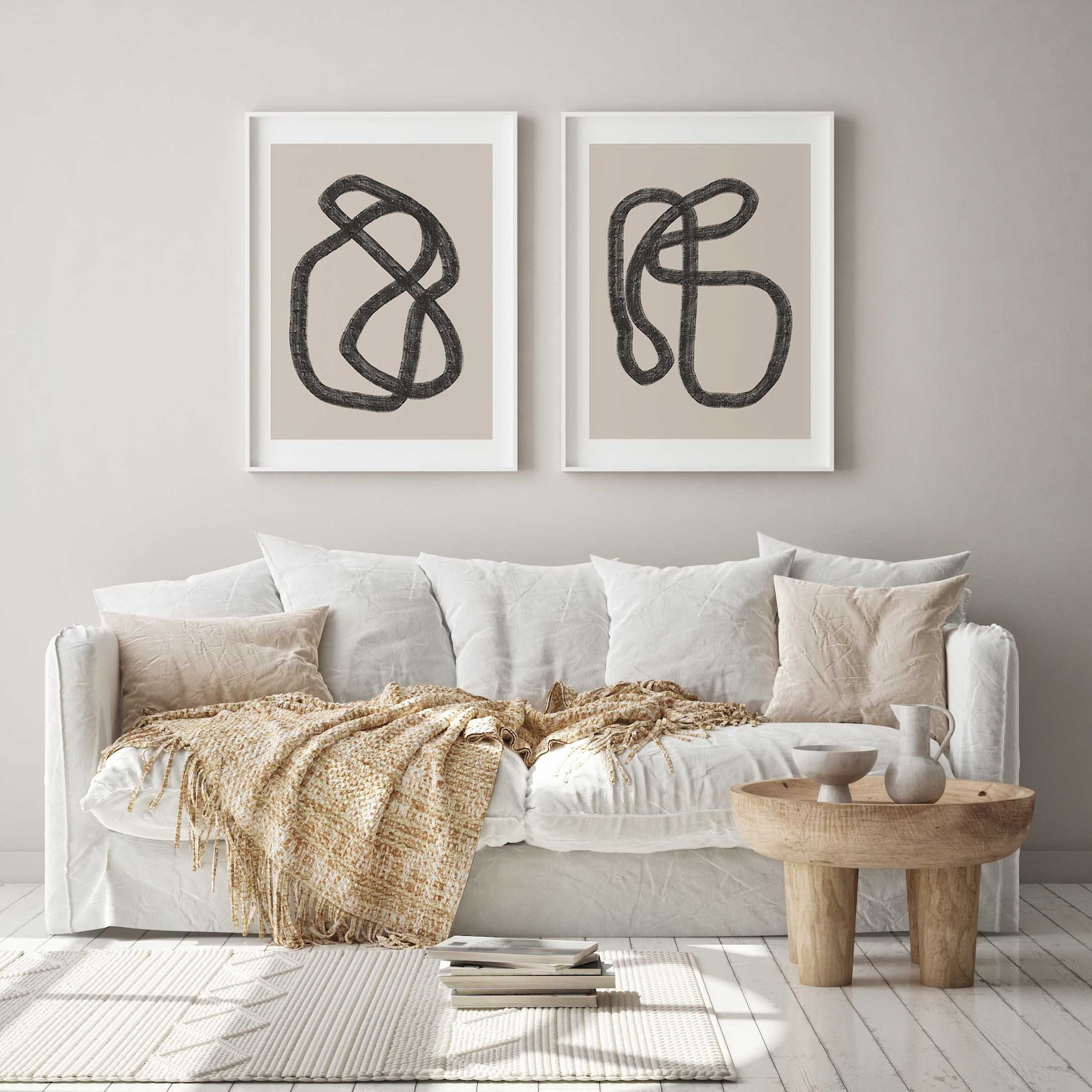 Neutral Abstract Line Art Print, Minimalist Wall Art, Contemporary ...