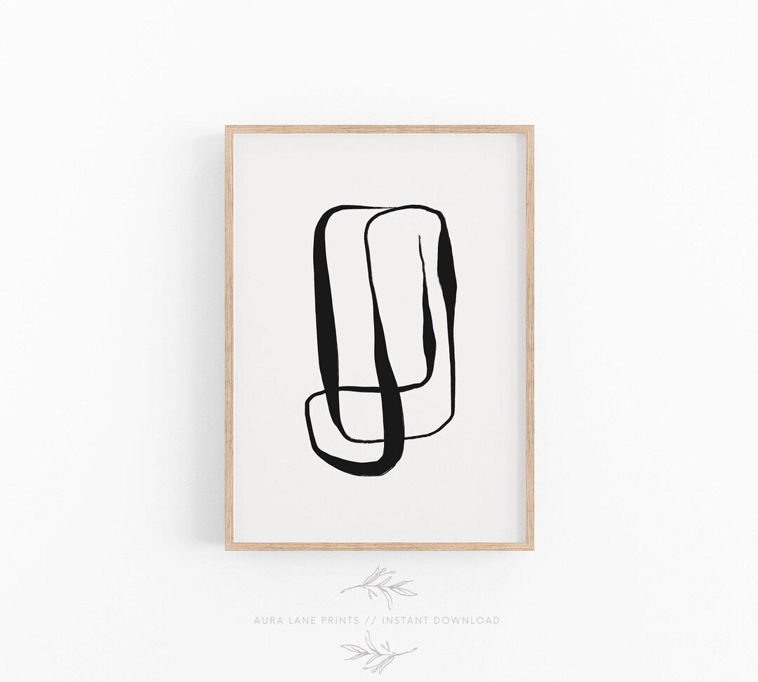 Abstract Line Art Prints, Large Abstract Wall Art, Line Drawing, Black ...