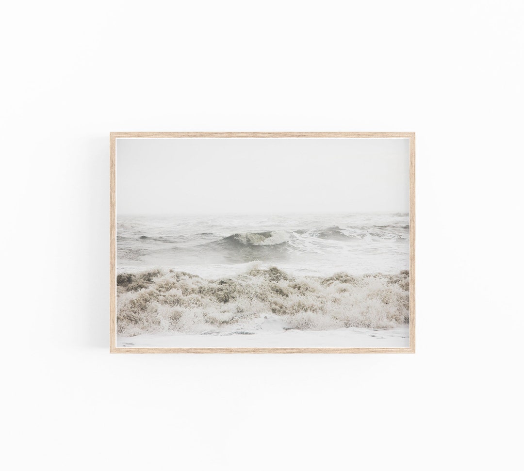 Neutral Beach Wall Art, Ocean Wave Wall Art, Beige Boho Decor, Beach ...