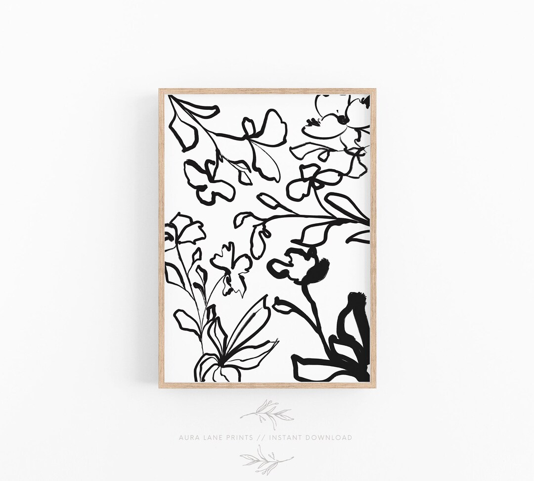 Abstract Flower Print, Line Art, Abstract Flower Line Art, Minimalist ...