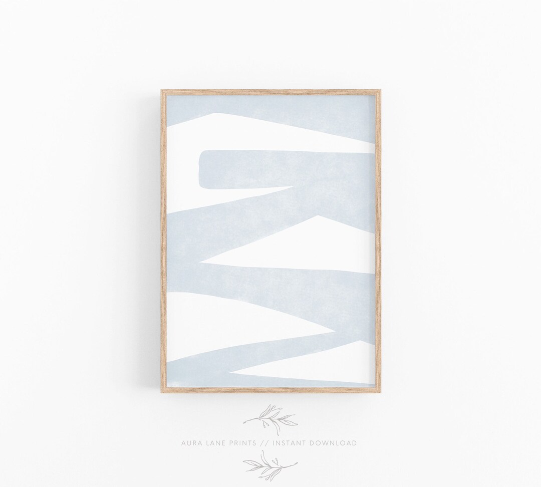 Abstract Blue Art Print, Minimalist Wall Art Printable in Light Blue ...