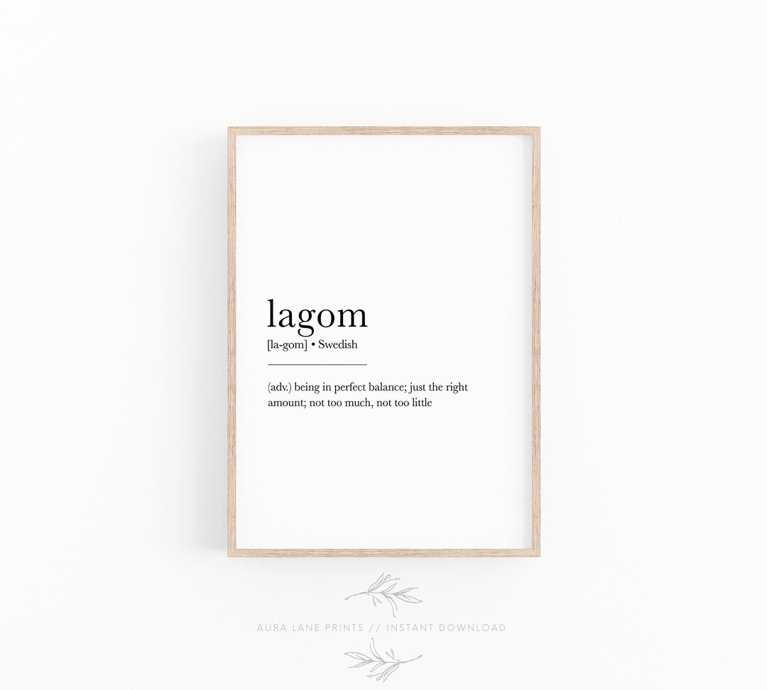 Lagom Wall Art, Lagom Decor, Definition Print, Scandinavian Wall Art ...