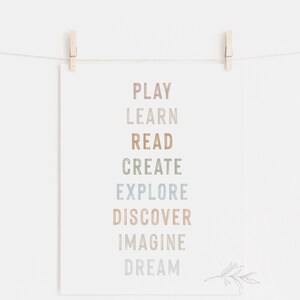 Playroom Wall Art, Boho Nursery Prints, Lets Play, Homeschool Decor ...