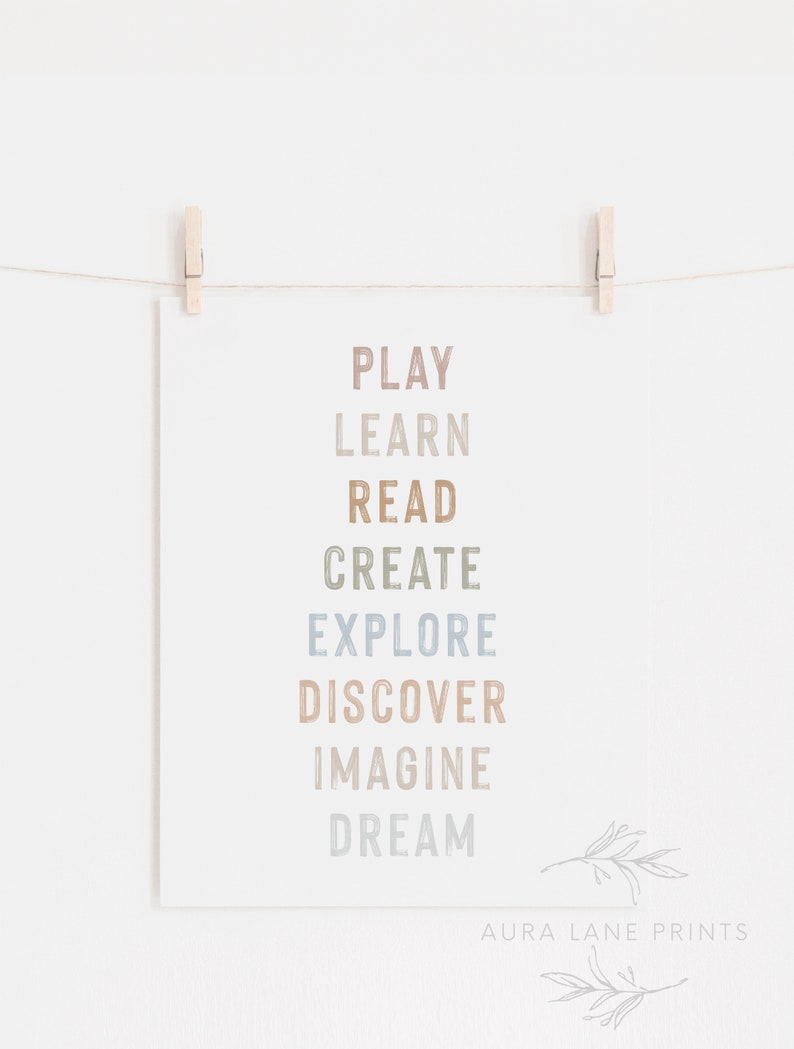 Playroom Wall Art Boho Nursery Prints Lets Play Homeschool - Etsy