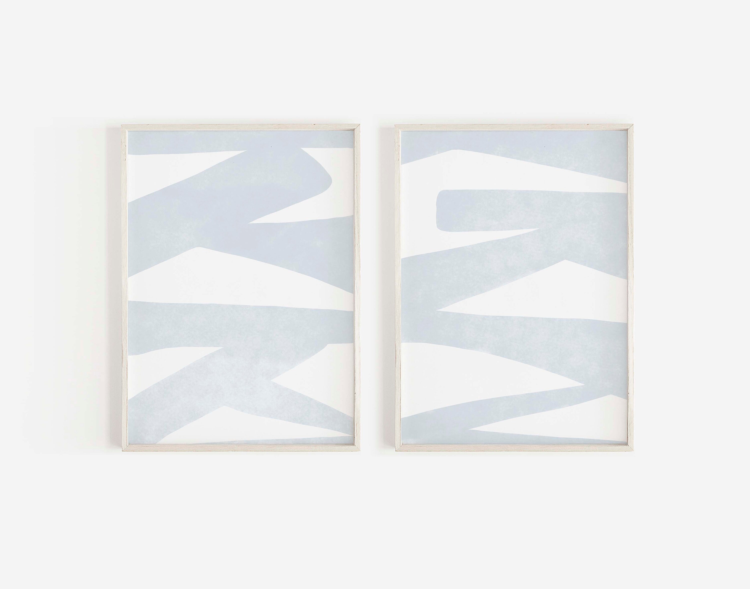Blue Abstract, Minimalist Wall Art, Set of 2 Prints, Calm Bedroom Art ...