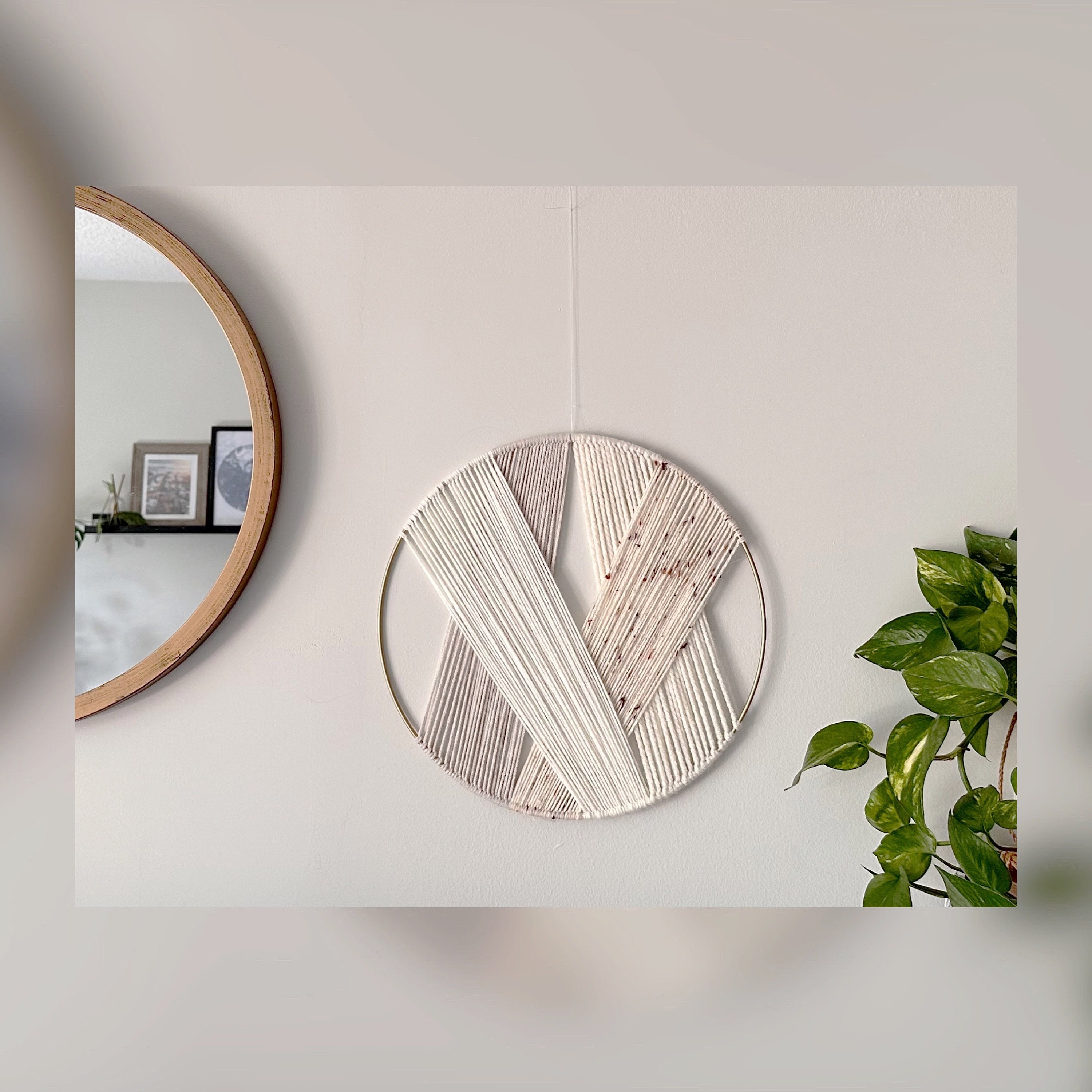 Cream Quad Cross Yarn Hoop Wall Hanging / Hoop Wall Decor / Macrame ...