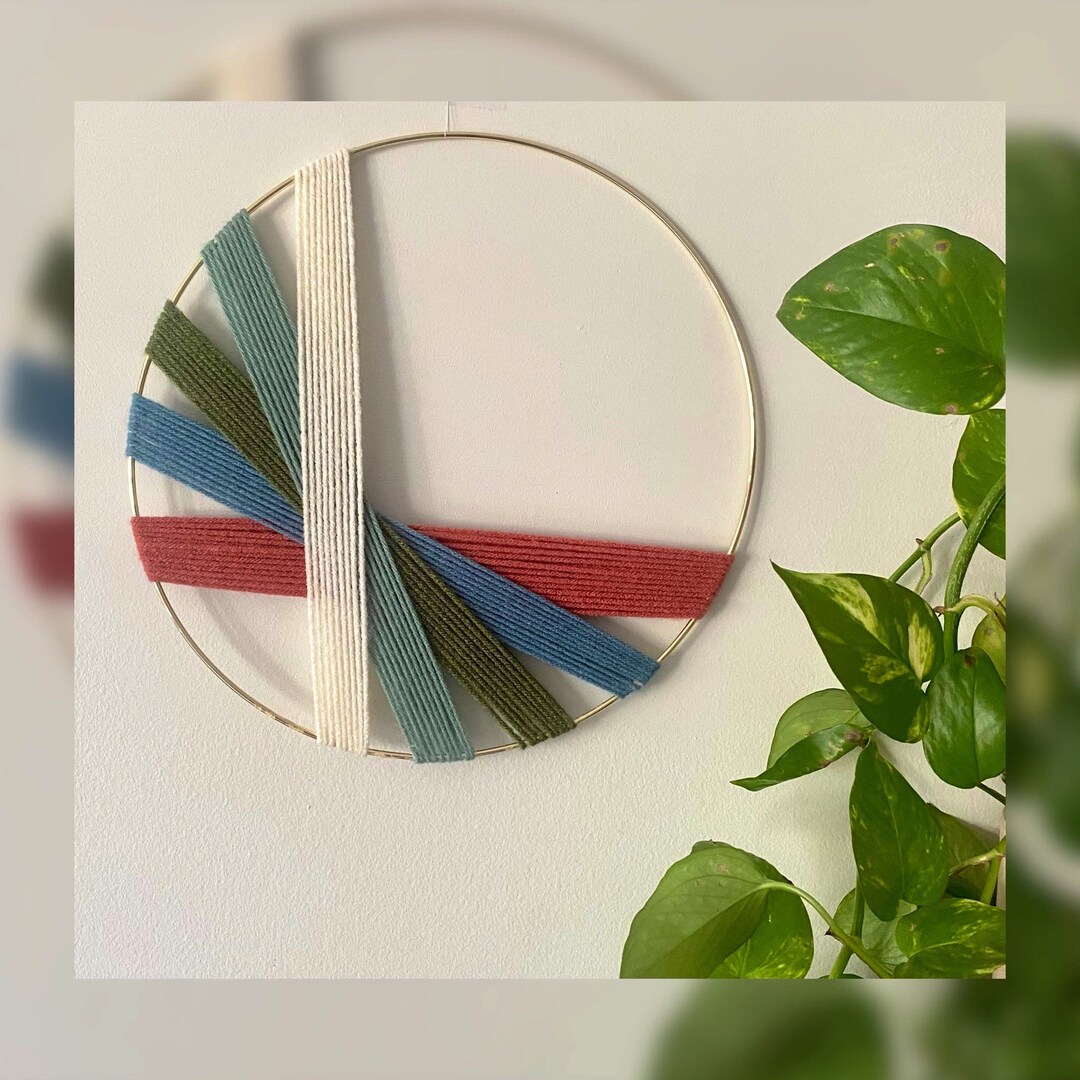 Jewel Tone Overlay Yarn Wall Hanging / Hoop Wall Decor / Macrame Wall ...