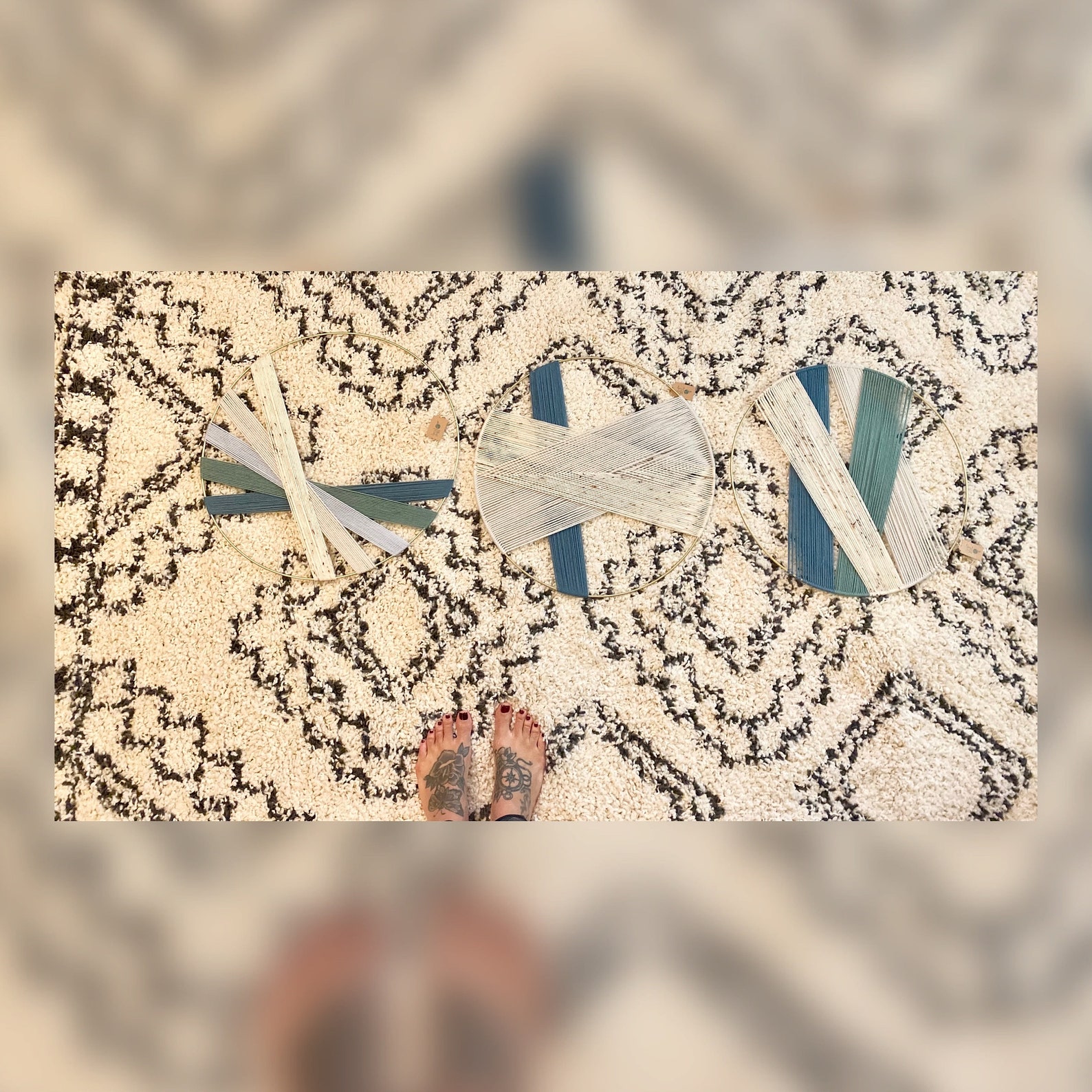 Ocean Cross Overlay Yarn Wall Hanging / Hoop Wall Decor / Macrame Wall ...