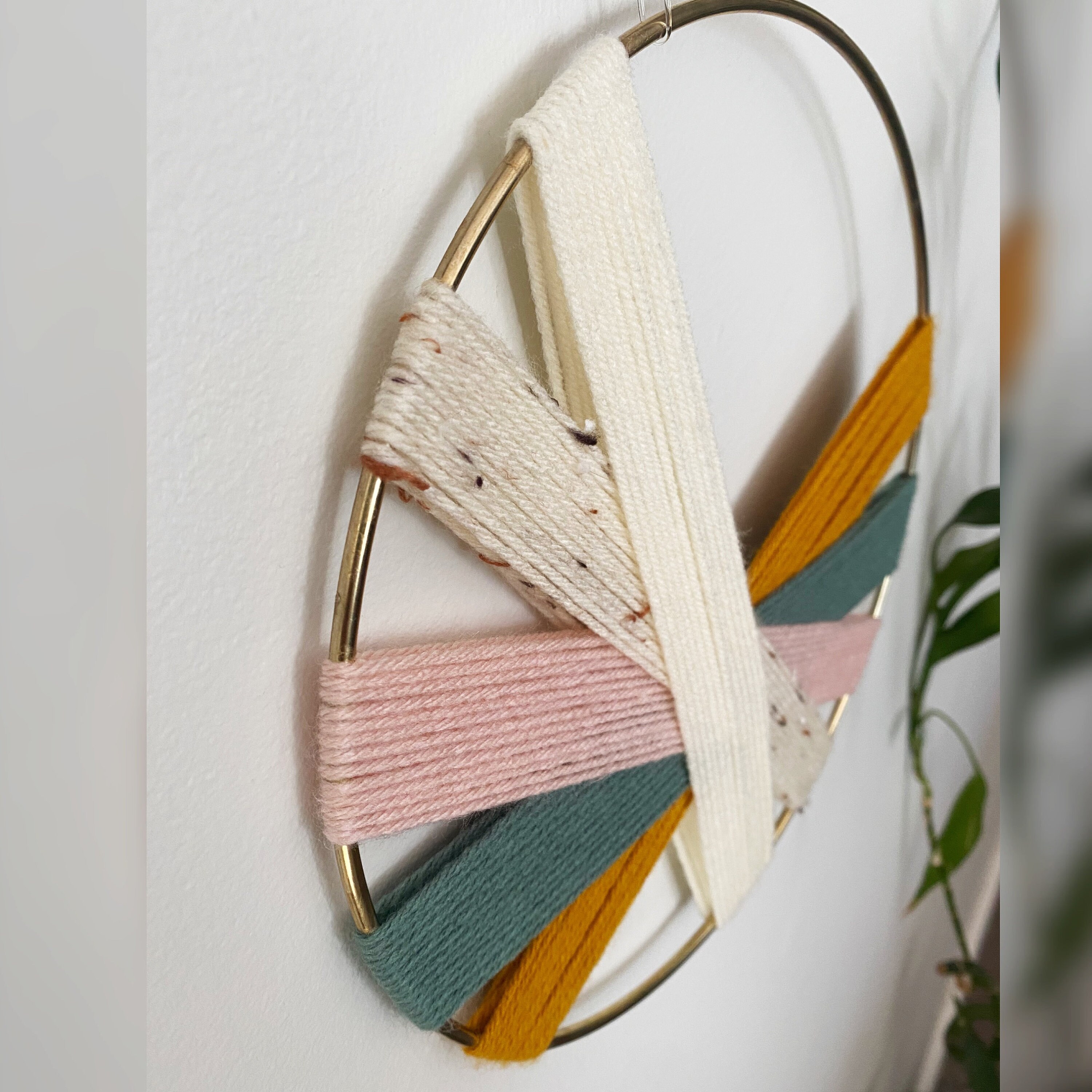 Colourful Cross Overlay Yarn Wall Hanging / Hoop Wall Decor / Macrame ...