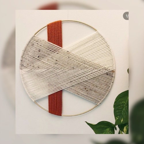 Red & Cream Cross Yarn Wall Hanging / Hoop Wall Decor / - Etsy