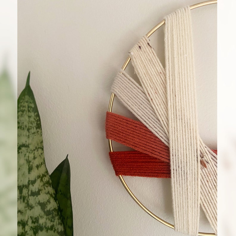 Rust Cross Overlay Yarn Wall Hanging / Hoop Wall Decor / Macrame Wall ...