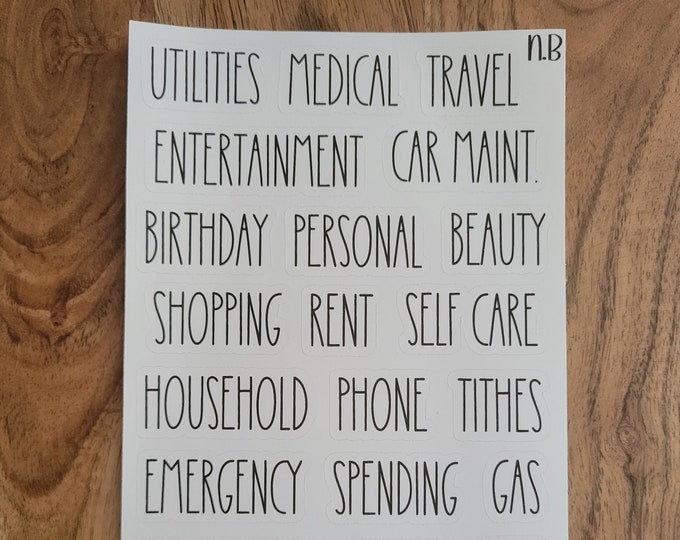 Sticker Sheet Labels for Cash Envelopes | Cash Envelope Labels | Rae ...