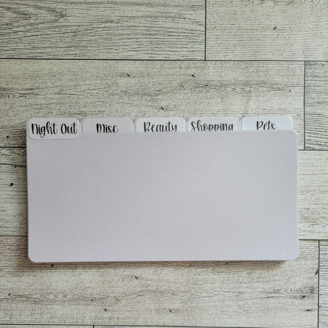 White Glitter Wallet Tabbed Cash Dividers Laminated Cash Dividers ...
