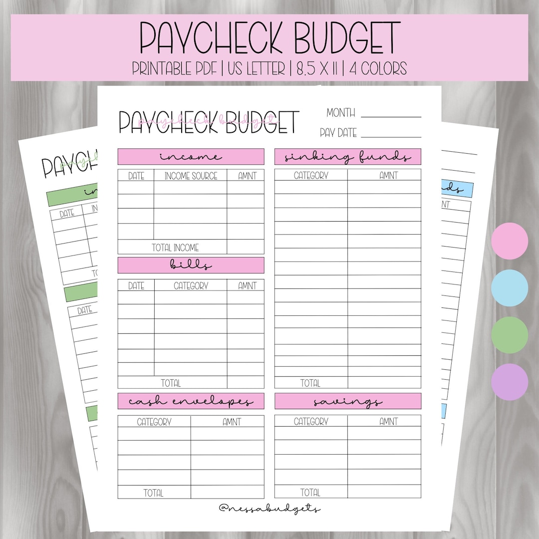 Simple Paycheck Budget Breakdown | Printable PDF Paycheck Budget | US ...