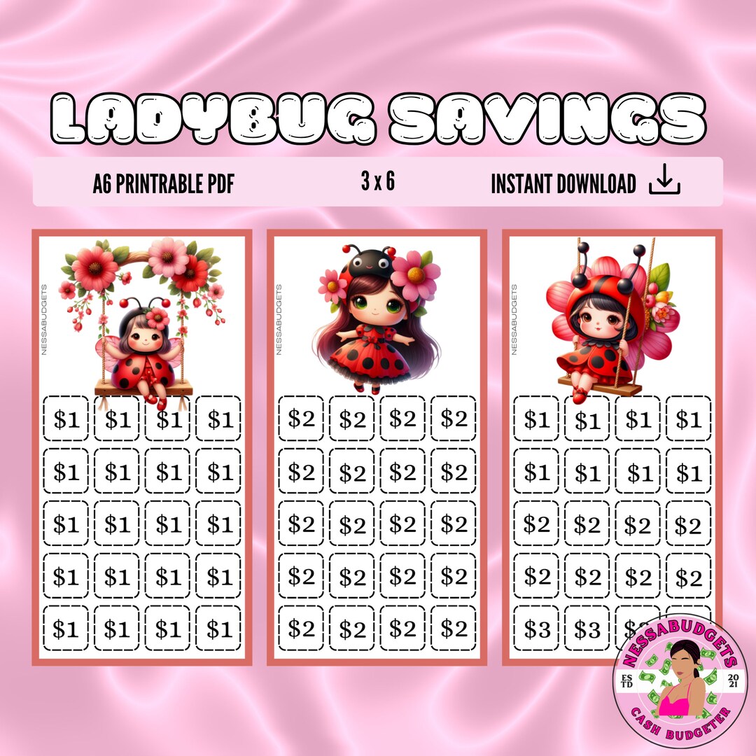 DIGITAL PDF Ladybug Savings Set of 3 Mini Savings Challenge | Mini ...
