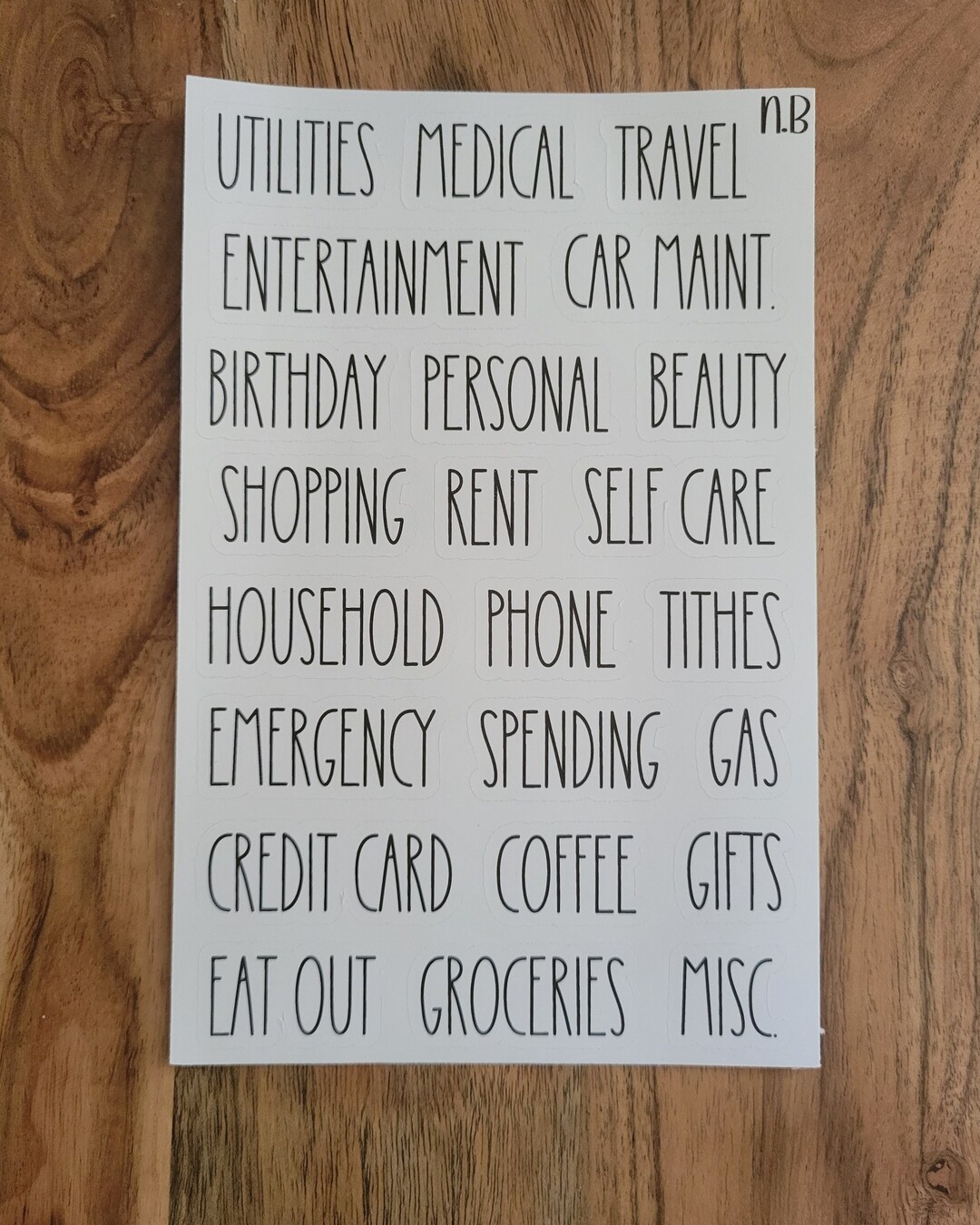 Sticker Sheet Labels for Cash Envelopes Cash Envelope Labels Rae Dunn ...