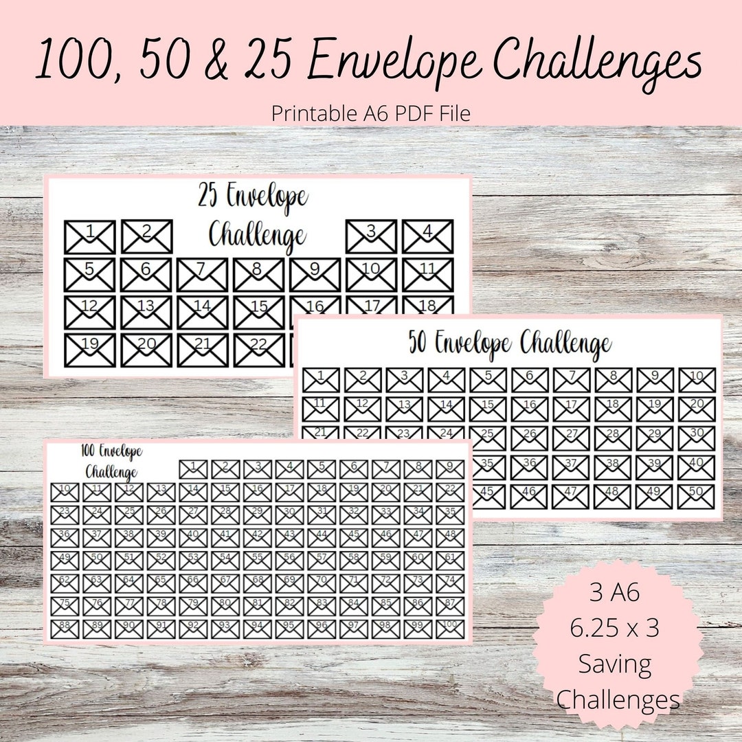 25, 50 & 100 Envelope Saving Challenges | A6 Printable PDF Saving ...