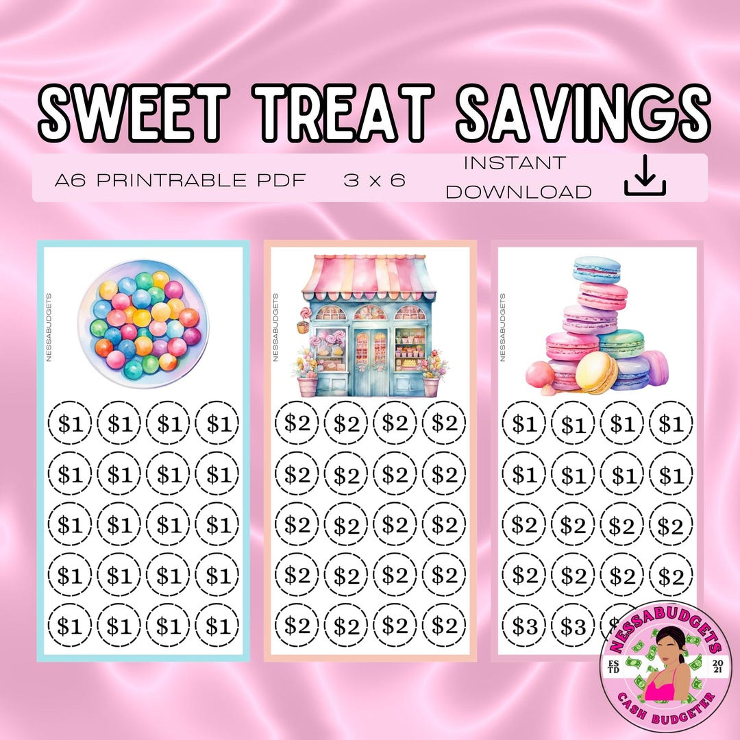 DIGITAL PDF Sweet Treat Savings Set of 3 Mini Savings Challenge | Mini ...