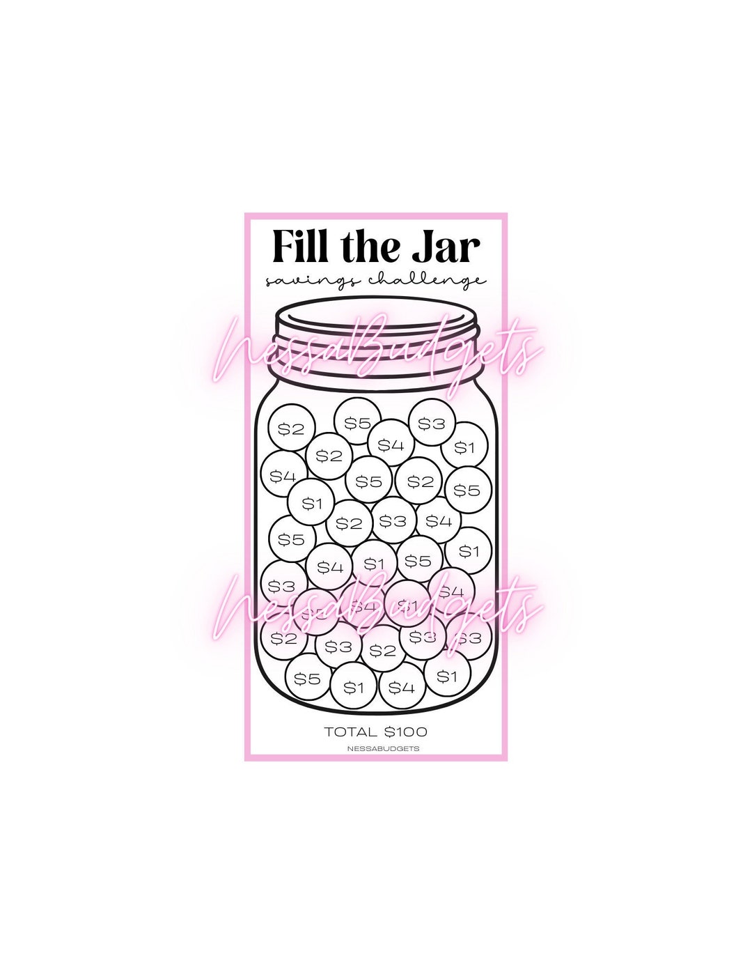 DIGITAL PDF Fill the Jar Savings Challenge - Etsy
