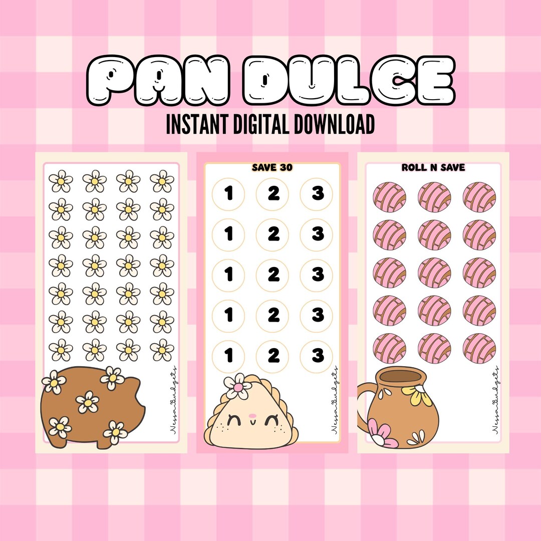 DIGITAL PDF Pan Dulce Savings Set of 3 Mini Savings Challenge | Mini ...