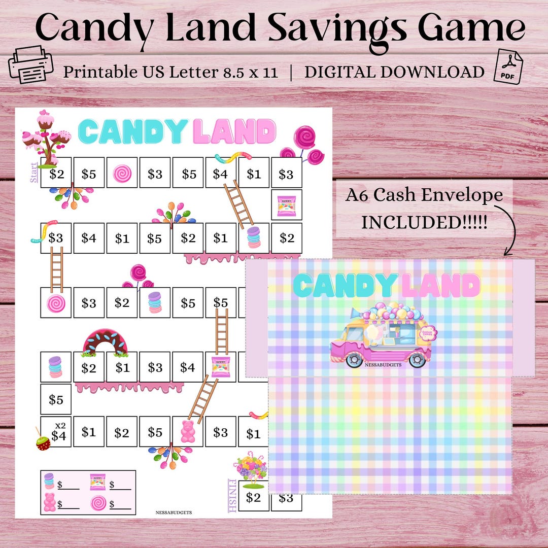 DIGITAL PDF Candy Land Savings Challenge Game | Savings Challenge Game ...
