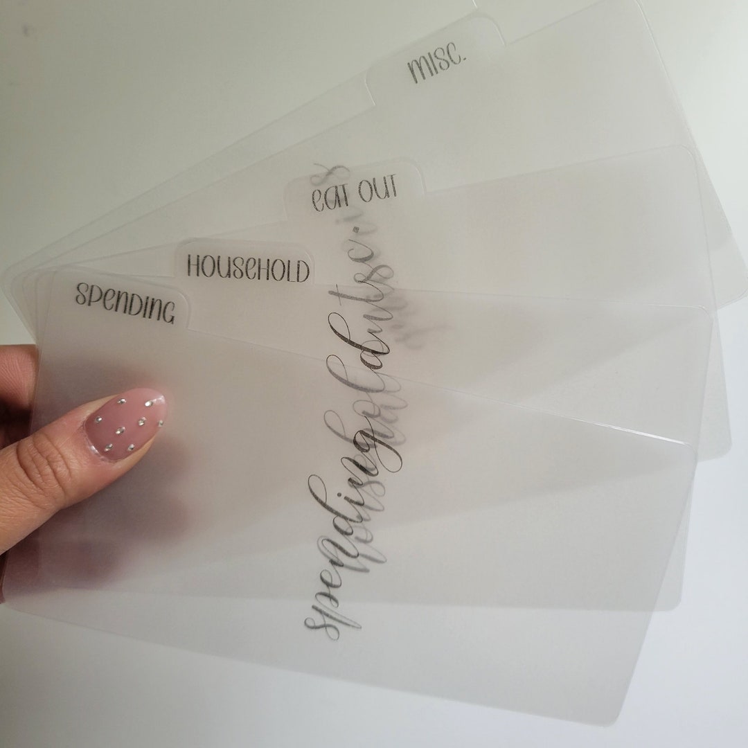 Minimalist Vellum Wallet Tabbed Cash Dividers Laminated Cash Dividers ...