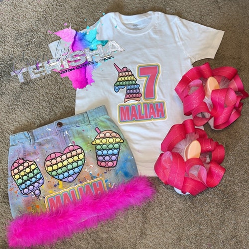 Pastel Just Poppin Pop It Fidget Outfit Overall Skirt Denim - Etsy