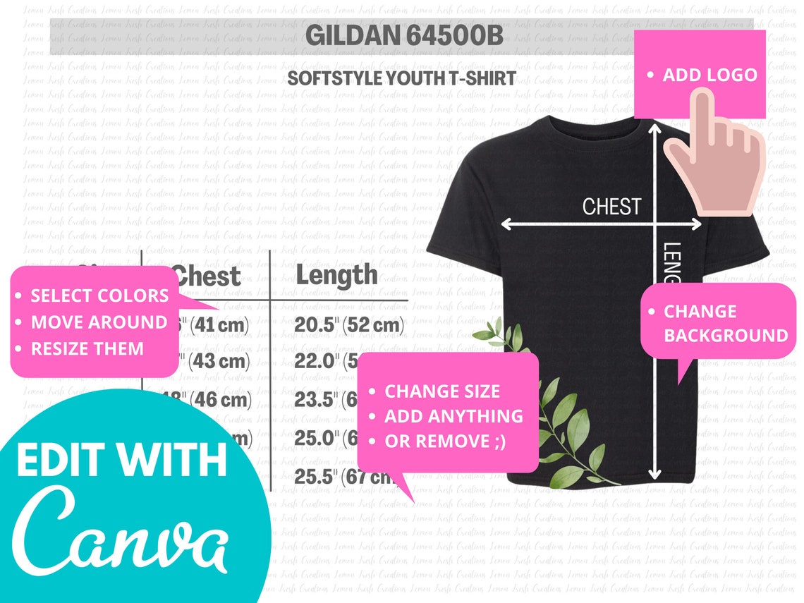 Gildan 64500b Size Chart Gildan Color Chart Gildan 64500b Etsy