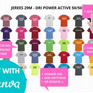 Jerzees 29M Color Chart Jerzees 29M 29M Chart DRI-POWER - Etsy