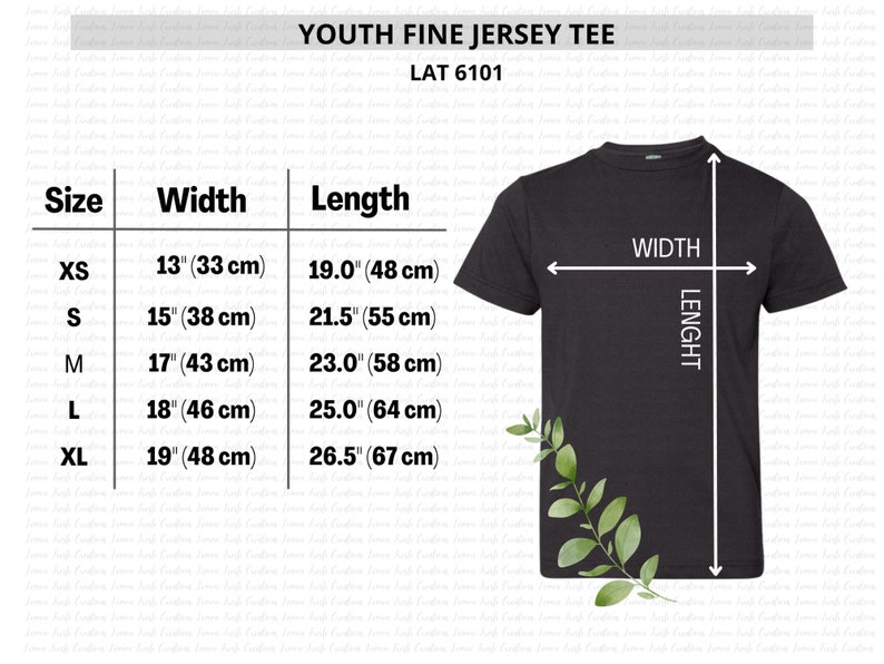 LAT 6101 Size Chart Editable Template LAT Size Guide Youth - Etsy