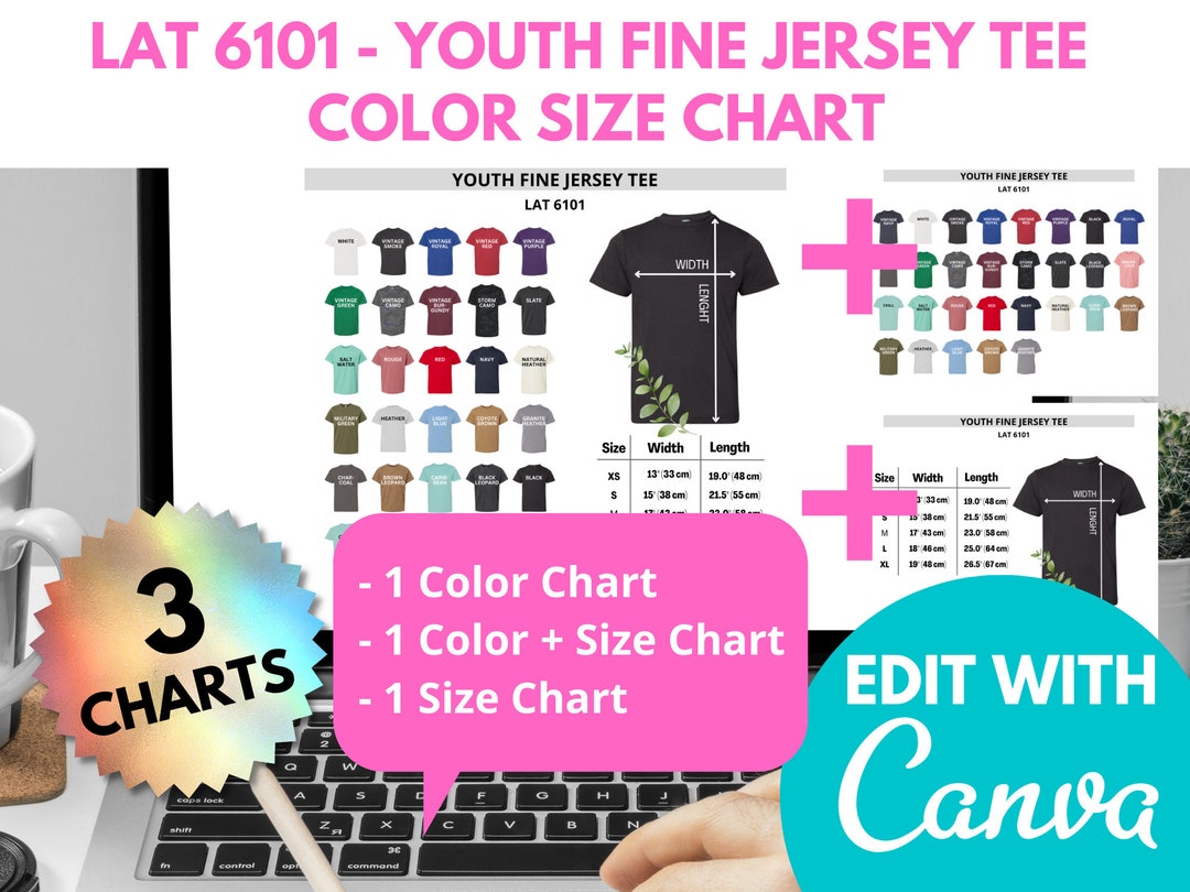 LAT 6101 Size Chart, Editable Template, LAT Size Guide, Youth Fine ...