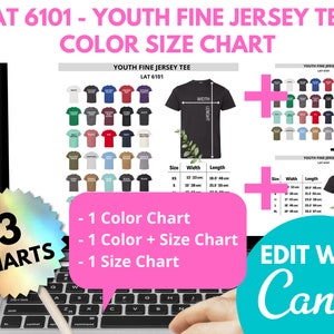 LAT 6101 Size Chart, Editable Template, LAT Size Guide, Youth Fine ...