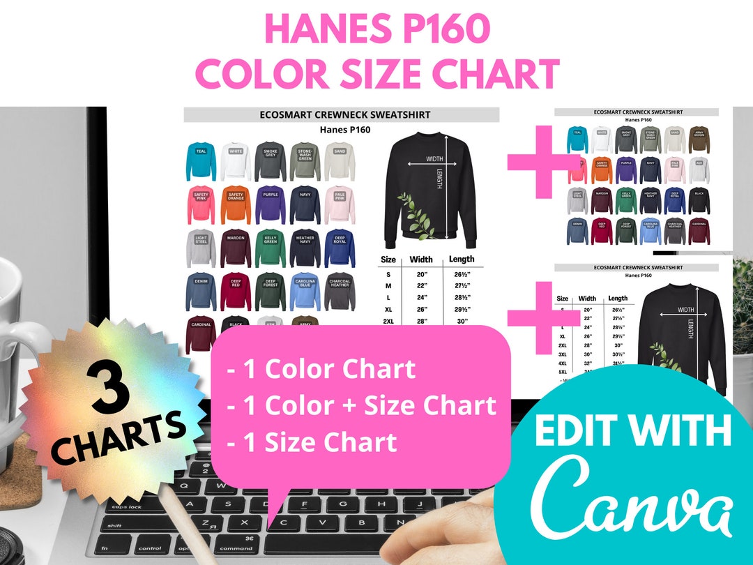Hanes P160 Size Chart, Color Chart, Hanes P160, Editable Hanes Color ... Hanes P160 Size Chart, Color Chart, Hanes P160, Editable Hanes Color ...