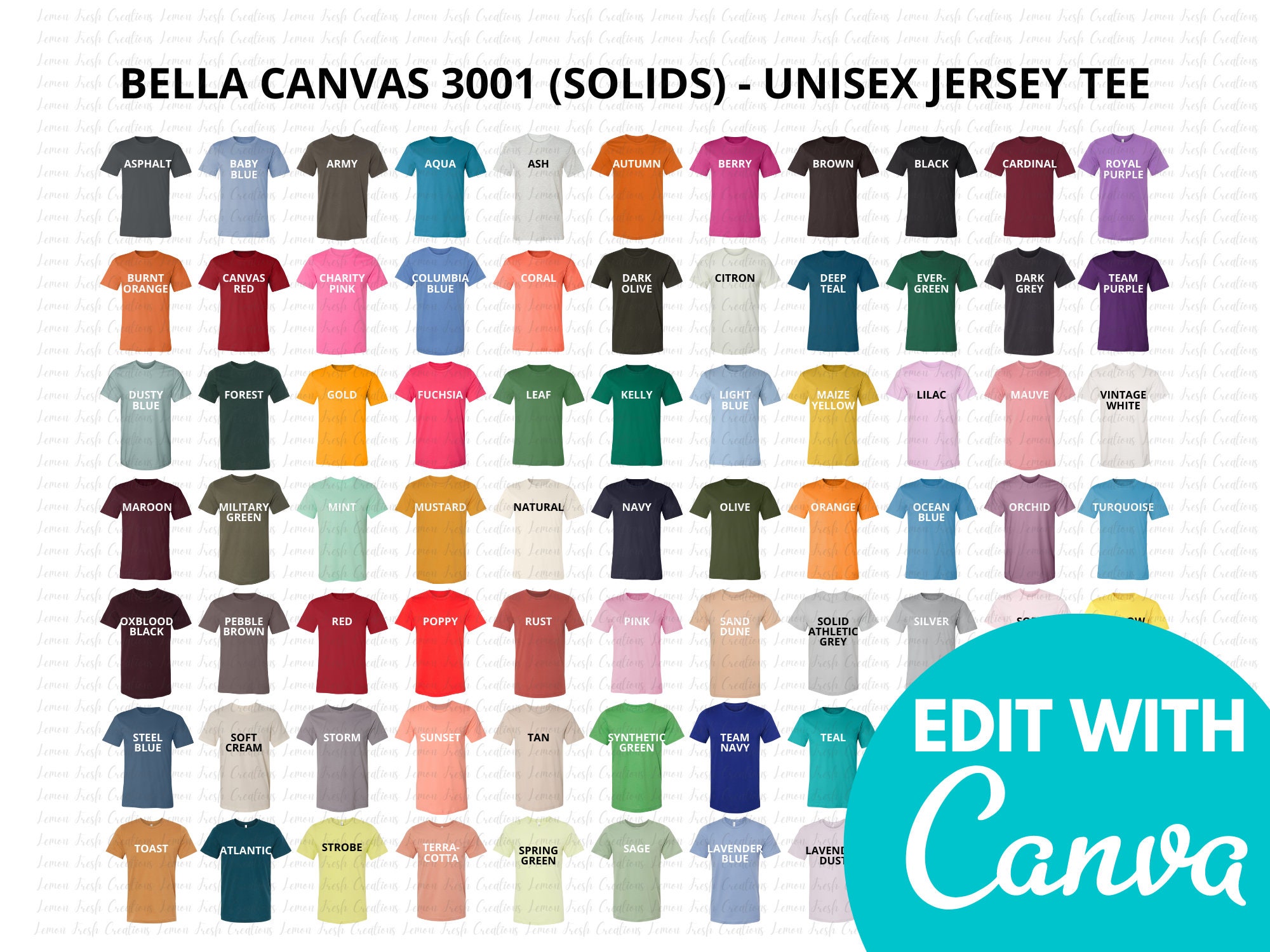 Bella Canvas Color Chart Bella Canvas 3001 CVC BC3001 CVC - Etsy Bella Canvas Color Chart Bella Canvas 3001 CVC BC3001 CVC - Etsy