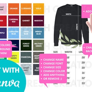 Gildan 5400 Color Chart, Color Gildan 5400, Long Sleeve Tee, Shirt ...