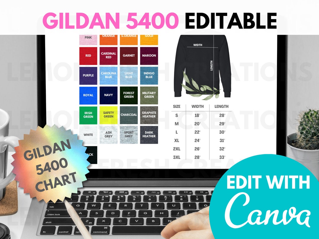 Gildan 5400 Color Chart, Color Gildan 5400, Long Sleeve Tee, Shirt ...