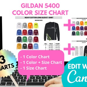 Gildan 5400 Size Chart, Color Gildan 5400, Heavy Cotton, Long Sleeve ...