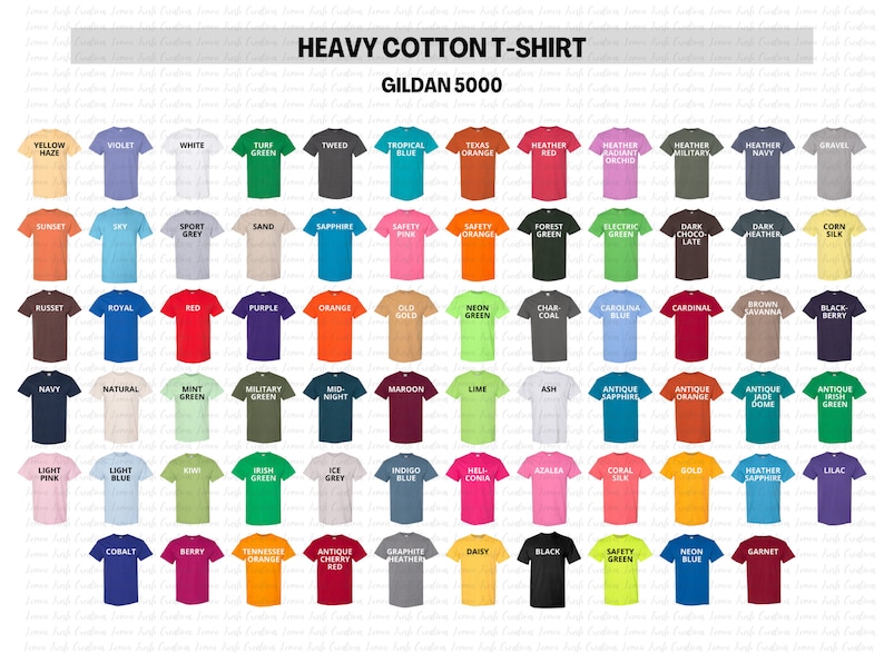 Gildan 5000 Color Chart Color Gildan 5000 Heavy Cotton - Etsy Gildan 5000 Color Chart Color Gildan 5000 Heavy Cotton - Etsy
